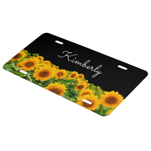 Sunflower Nature Monogram Design License Plate | Zazzle
