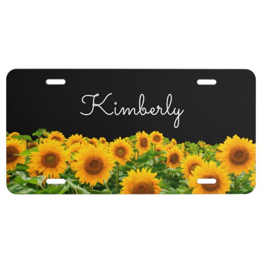 Sunflower Nature Monogram Design License Plate | Zazzle