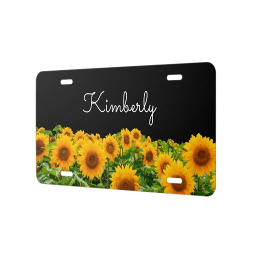 Sunflower Nature Monogram Design License Plate | Zazzle