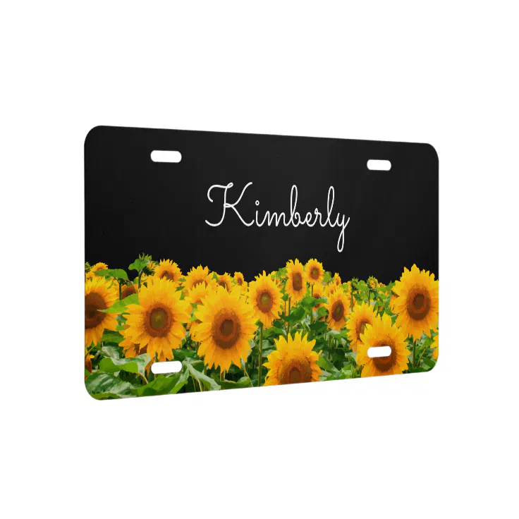 Sunflower Nature Monogram Design License Plate | Zazzle