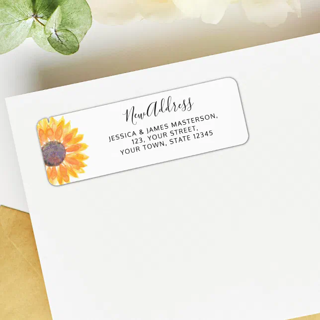 Sunflower New Home Return Address Label | Zazzle
