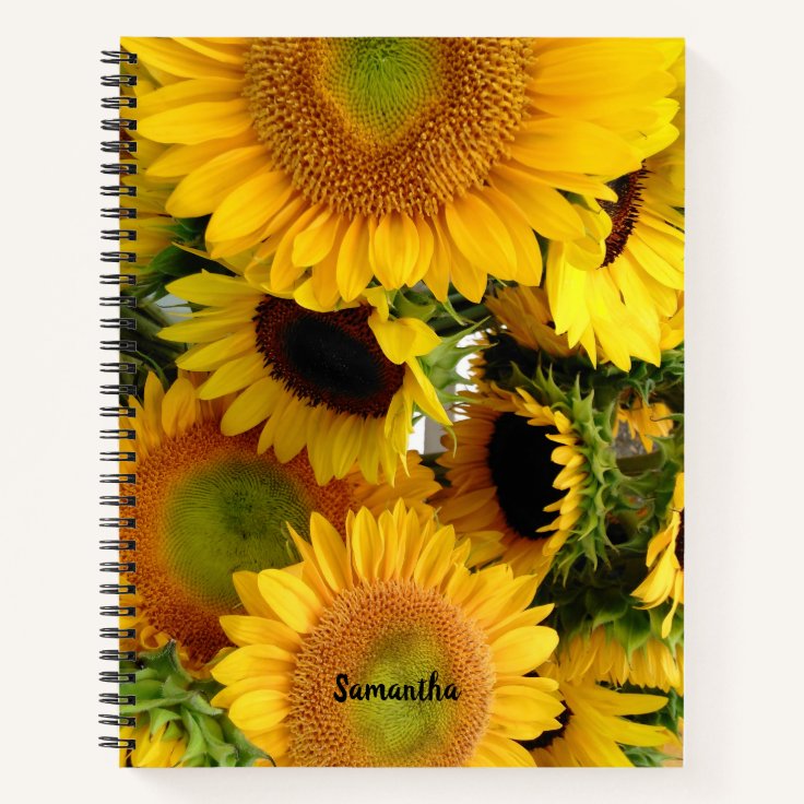 Sunflower Notebook with Custom Text & Name | Zazzle