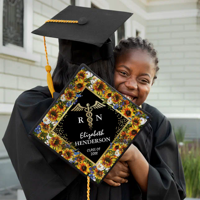 Sunflower Nursing Graduation Cap Topper | Zazzle