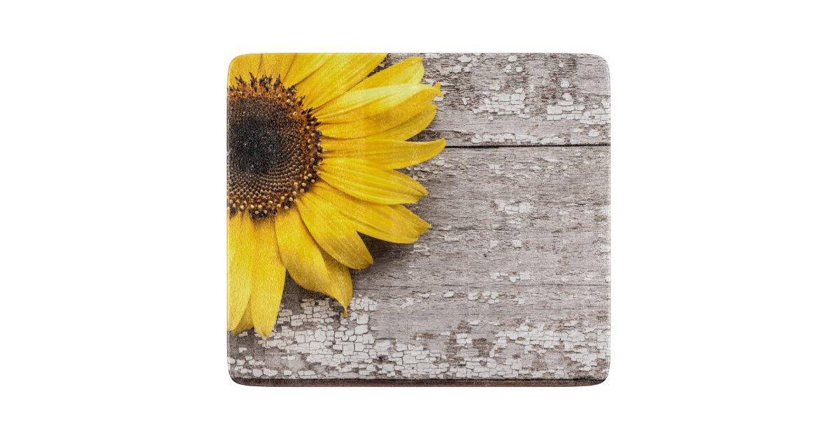 Sunflower on a Wooden Table Cutting Board | Zazzle