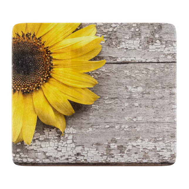 Sunflower on a Wooden Table Cutting Board | Zazzle