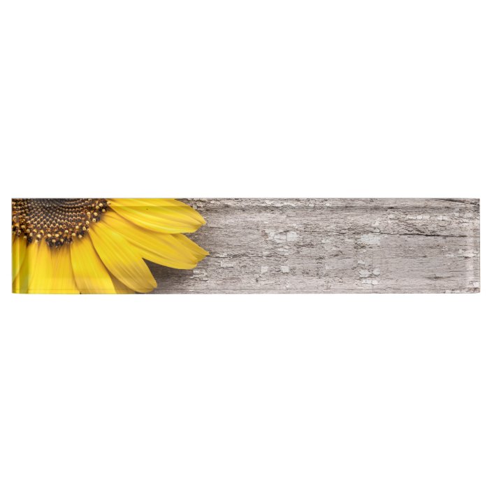 Sunflower on a Wooden Table Name Plate | Zazzle