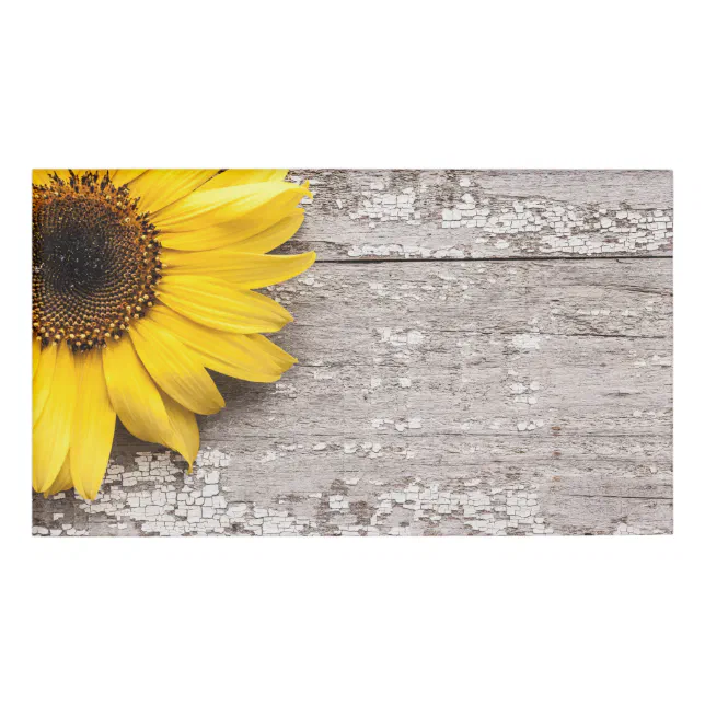 Sunflower on a Wooden Table Name Tag | Zazzle