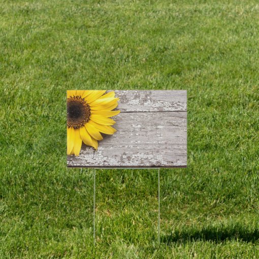 Sunflower on a Wooden Table Yard Sign | Zazzle