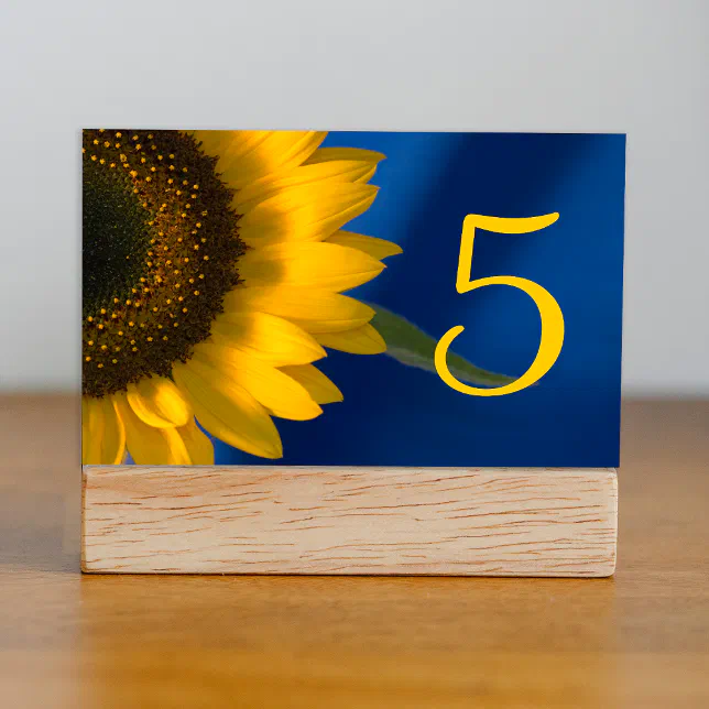 Sunflower on Blue Table Numbers | Zazzle