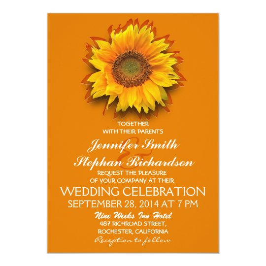 sunflower orange yellow wedding invitations | Zazzle.com