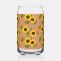 Sunflower Pattern Design – Cute Floral Aesthetic Can Glass | Zazzle
