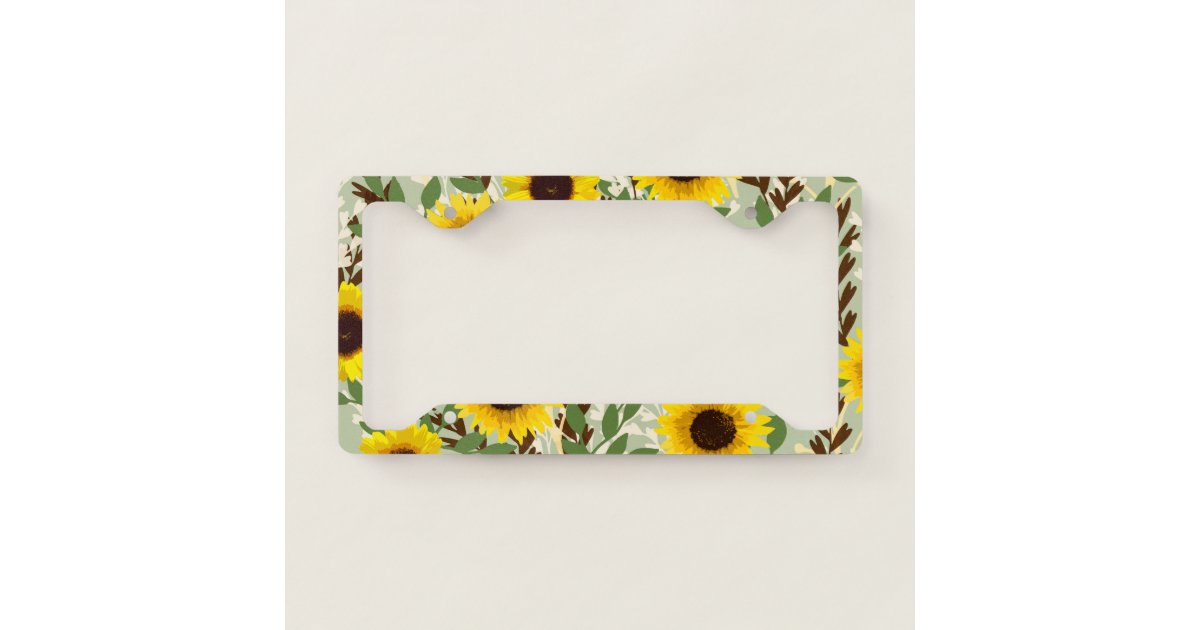 Sunflower Pattern License Plate Frame | Zazzle
