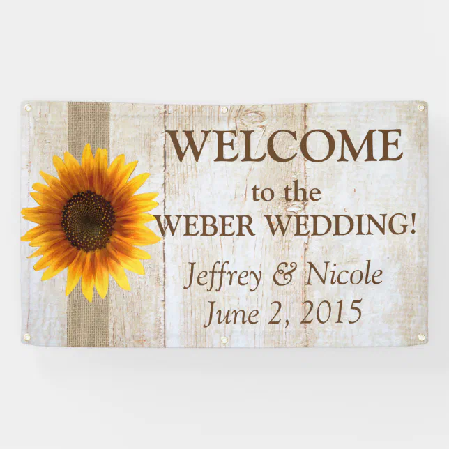 Sunflower Personalized Custom Wedding Banner | Zazzle