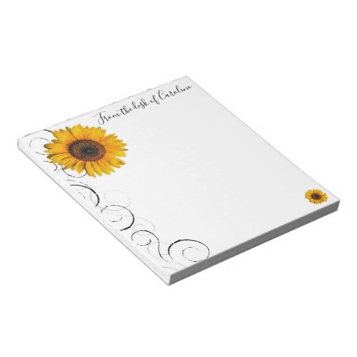 Sunflower Personalized Notepad | Zazzle