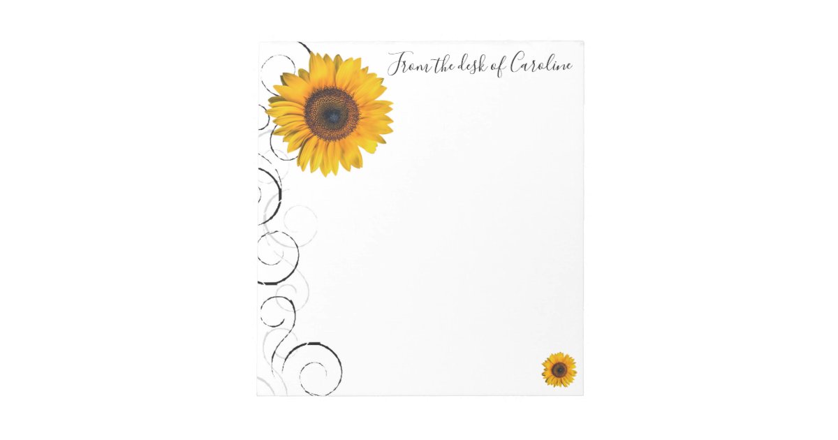 Sunflower Personalized Notepad | Zazzle