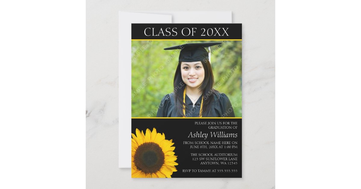 Sunflower Photo Graduation Announcement | Zazzle