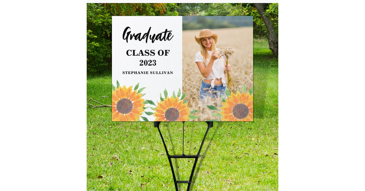 Sunflower Photo Graduation Yard Sign | Zazzle