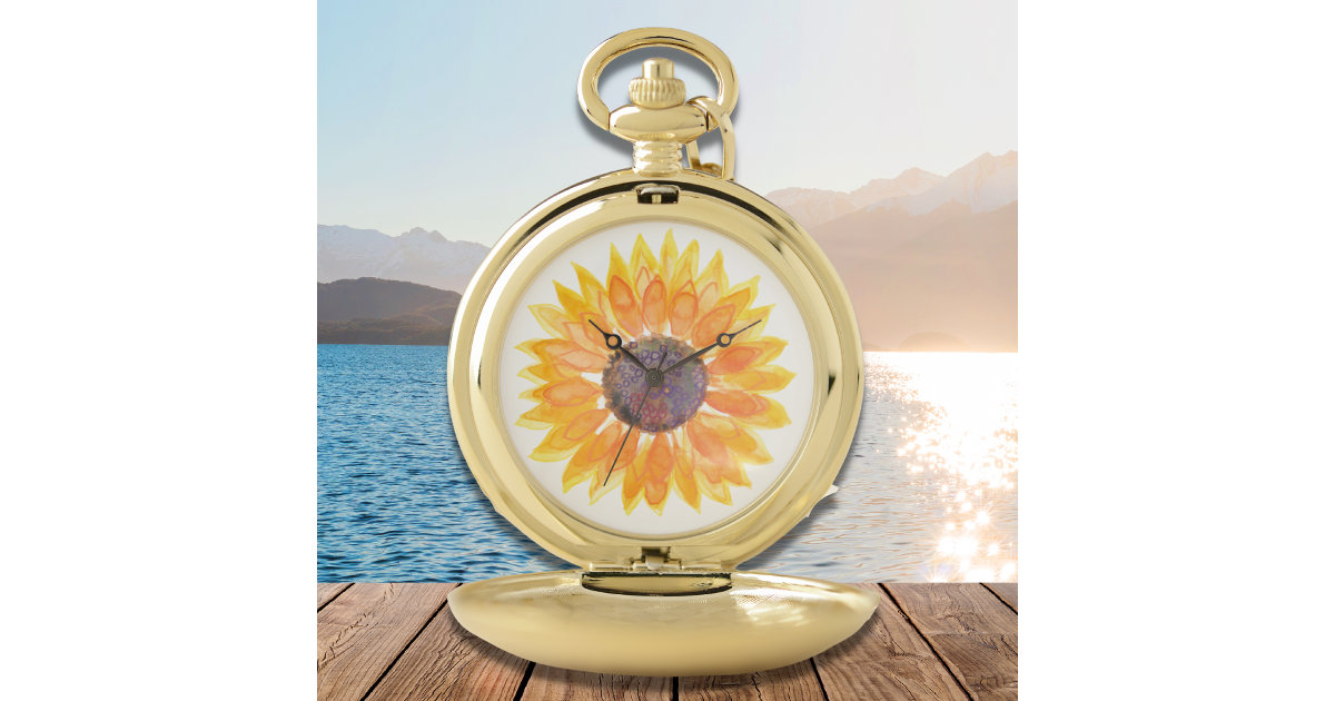 Sunflower Pocket Watch | Zazzle