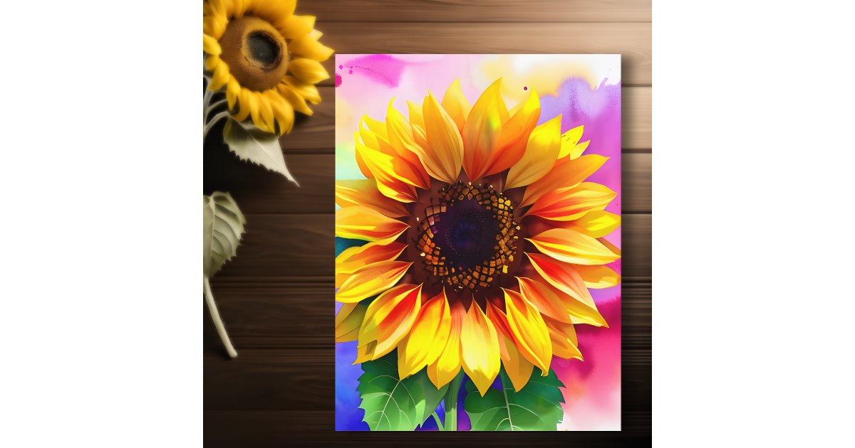 Sunflower Postcard - Vibrant Floral Art - Summer | Zazzle