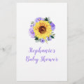 Sunflower Purple Floral Baby Shower Word Game | Zazzle