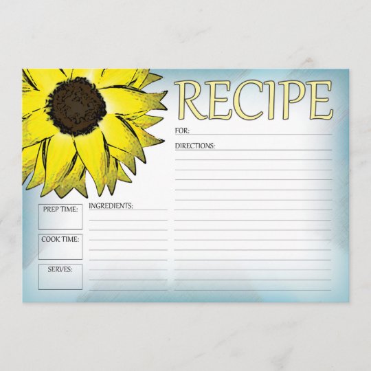 Sunflower Recipe Card | Zazzle.com