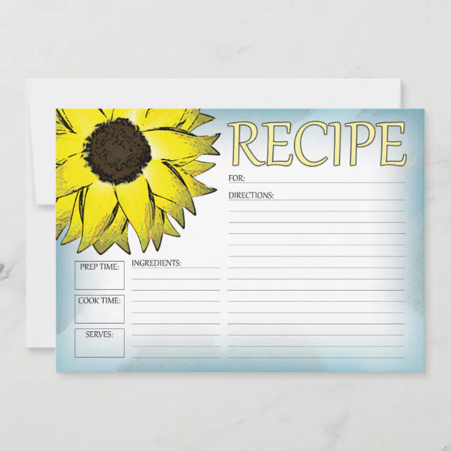Sunflower Recipe Card | Zazzle