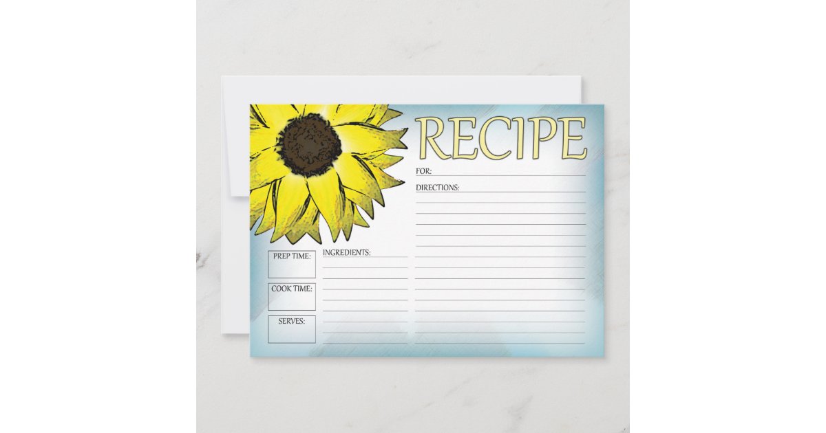 Sunflower Recipe Card | Zazzle