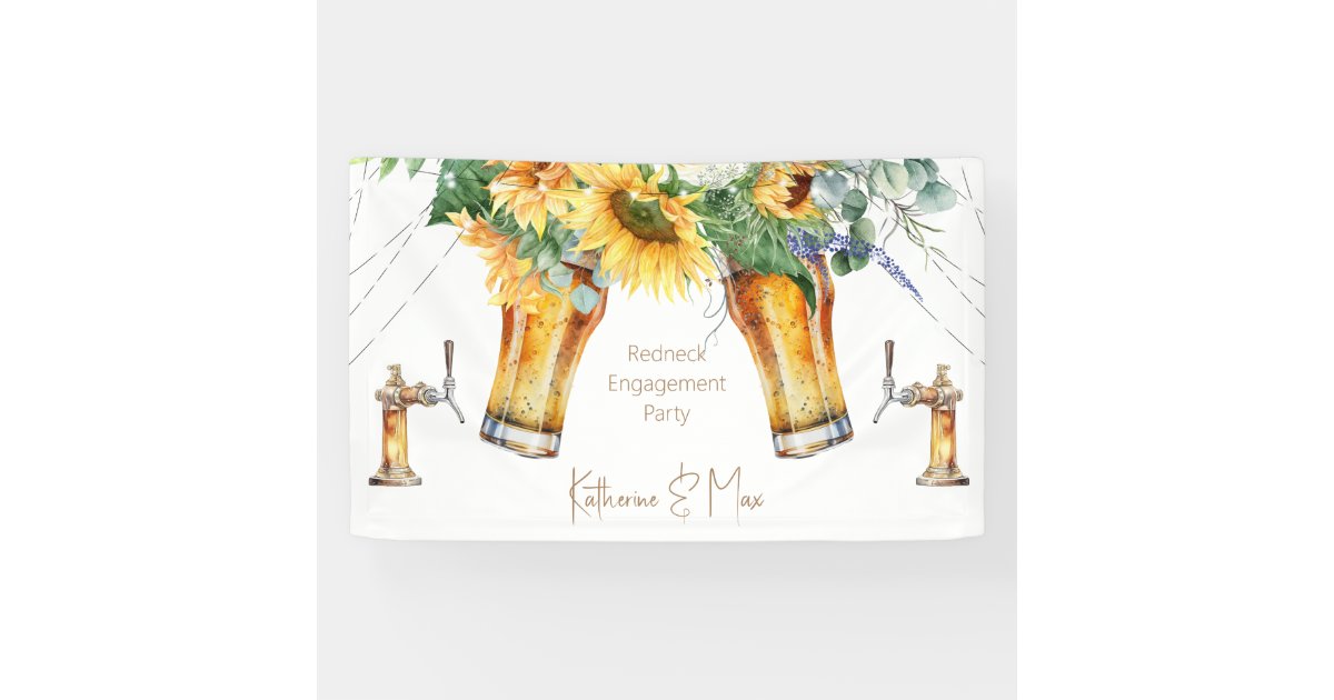 Sunflower Redneck Lights Beer Engagement Party Banner | Zazzle