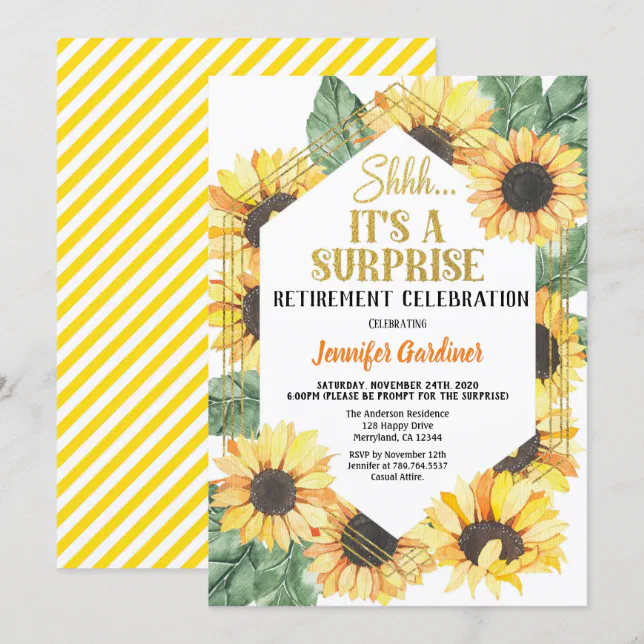 Sunflower Retirement Party Dinner Celebration Invitation | Zazzle