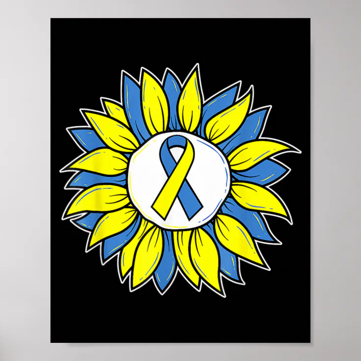 Sunflower Ribbon World Down Syndrome Awareness Day Poster | Zazzle