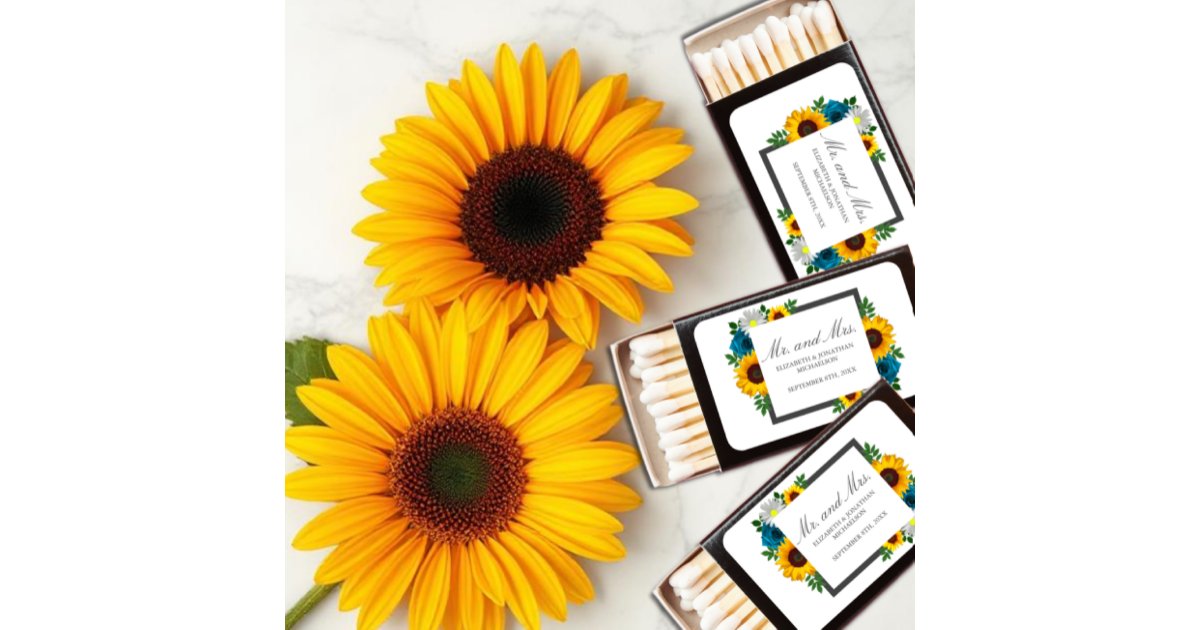 Sunflower Rose Daisy Floral Wedding Matchboxes | Zazzle