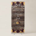 Sunflower Roses Rustic Barn Wood Wedding Welcome Retractable Banner ...