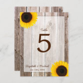 Sunflower Rustic Barn Wood Wedding Table Number | Zazzle