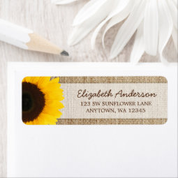 Sunflower Rustic Burlap Address Labels | Zazzle