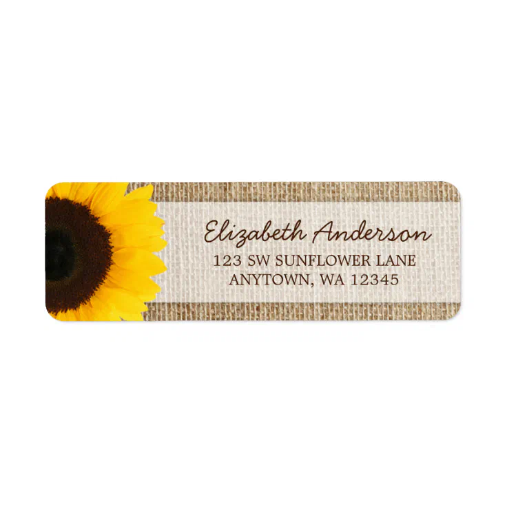 Sunflower Rustic Burlap Address Labels | Zazzle