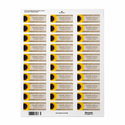 Sunflower Rustic Burlap Address Labels | Zazzle