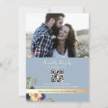 Sunflower Rustic Dusty Blue Wedding QR Code Invitation | Zazzle
