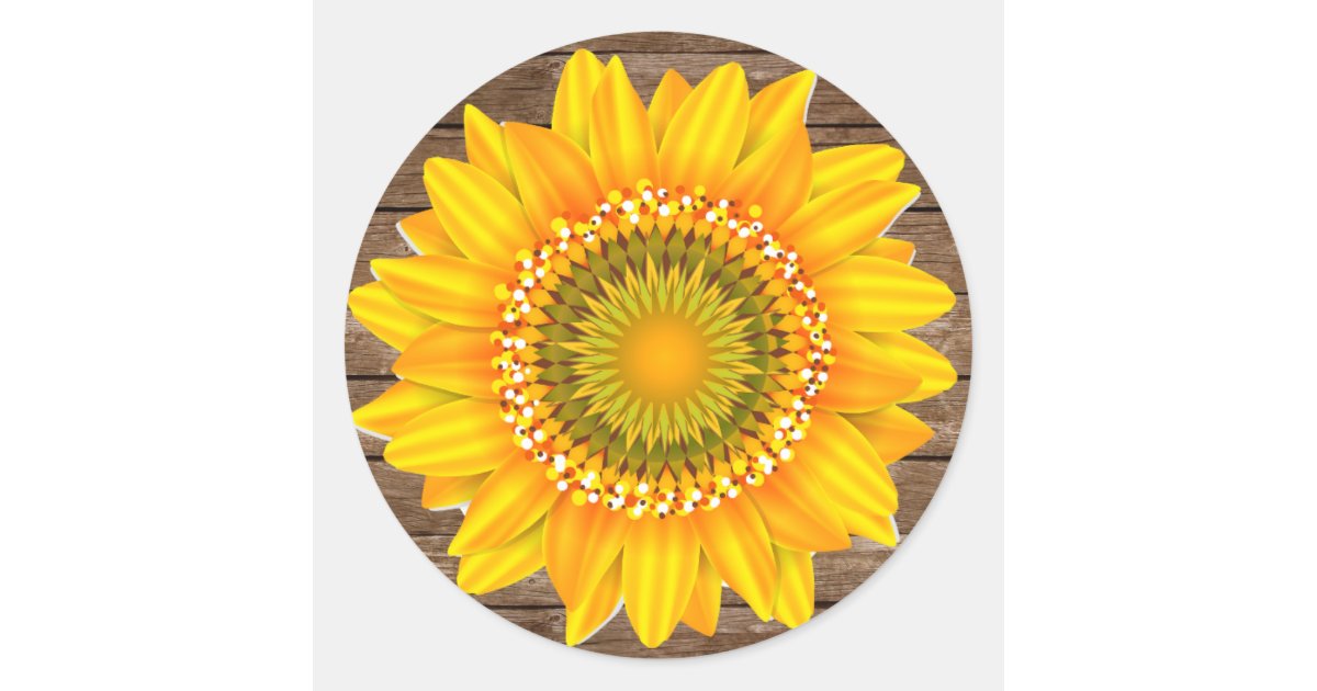 Sunflower Rustic Envelope Seal Sticker | Zazzle