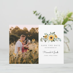 Sunflower Rustic Eucalyptus Photo Save The Date | Zazzle