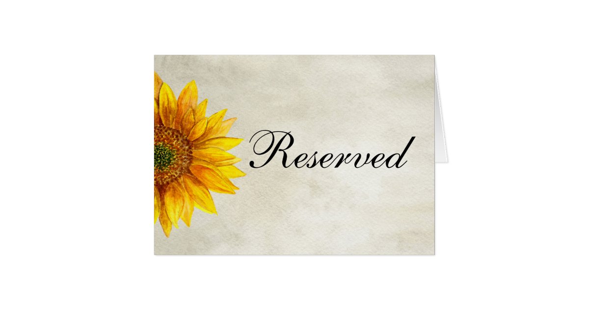 Sunflower. Rustic wedding. Country reserved sign | Zazzle