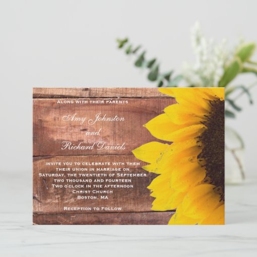 Sunflower Rustic Wedding Invitation | Zazzle