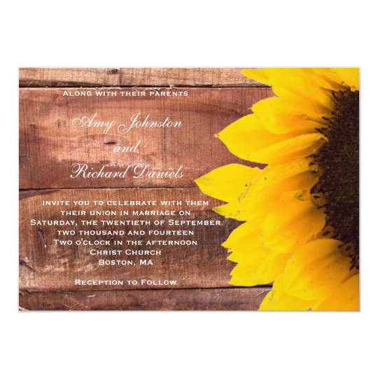 Sunflower Rustic Wedding Invitation | Zazzle.com