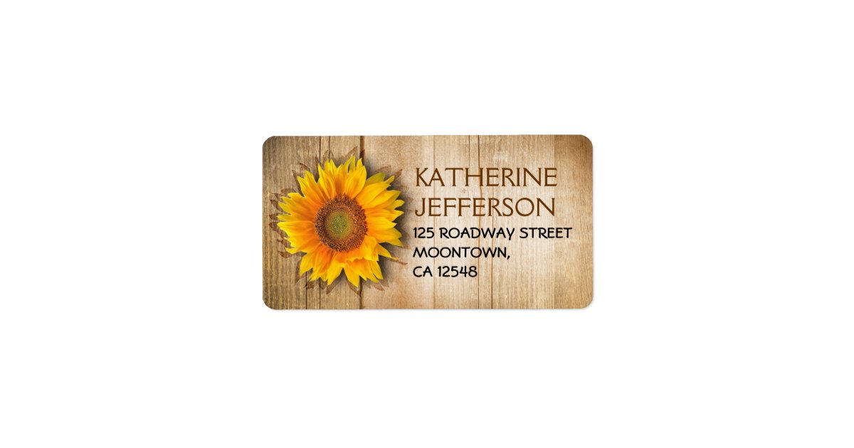 SUNFLOWER RUSTIC WOOD ADDRESS LABELS | Zazzle
