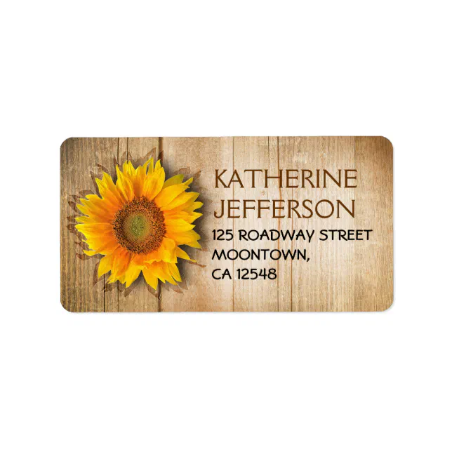 SUNFLOWER RUSTIC WOOD ADDRESS LABELS | Zazzle
