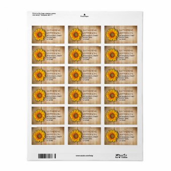 SUNFLOWER RUSTIC WOOD ADDRESS LABELS | Zazzle