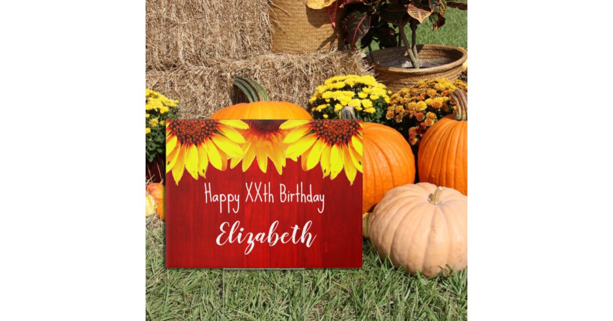 Sunflower Rustic Wood Birthday Sign | Zazzle