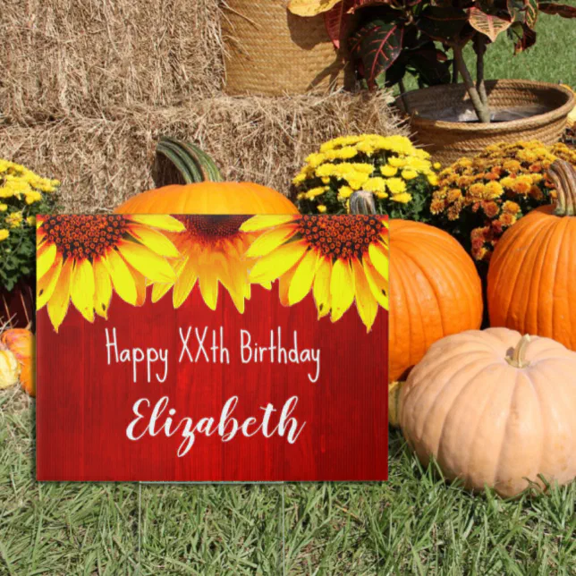 Sunflower Rustic Wood Birthday Sign | Zazzle