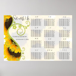 Sunflower Seating Chart Table Numbers | Zazzle