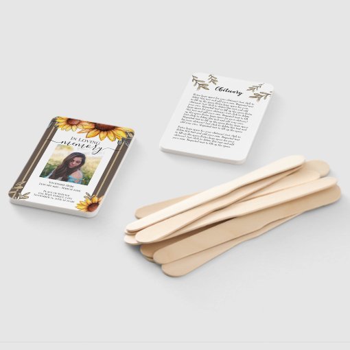 Sunflower Simple Photo Funeral Obituary Keepsake Hand Fan | Zazzle