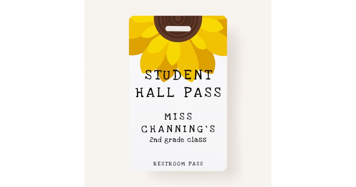 Sunflower Student Hall Pass Badge | Zazzle